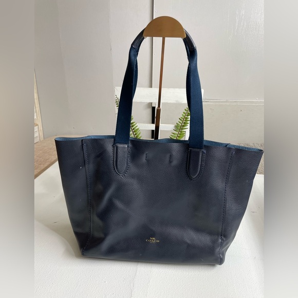 Coach | Bags | Coach Navy Blue Leather Tote Bag | Poshmark